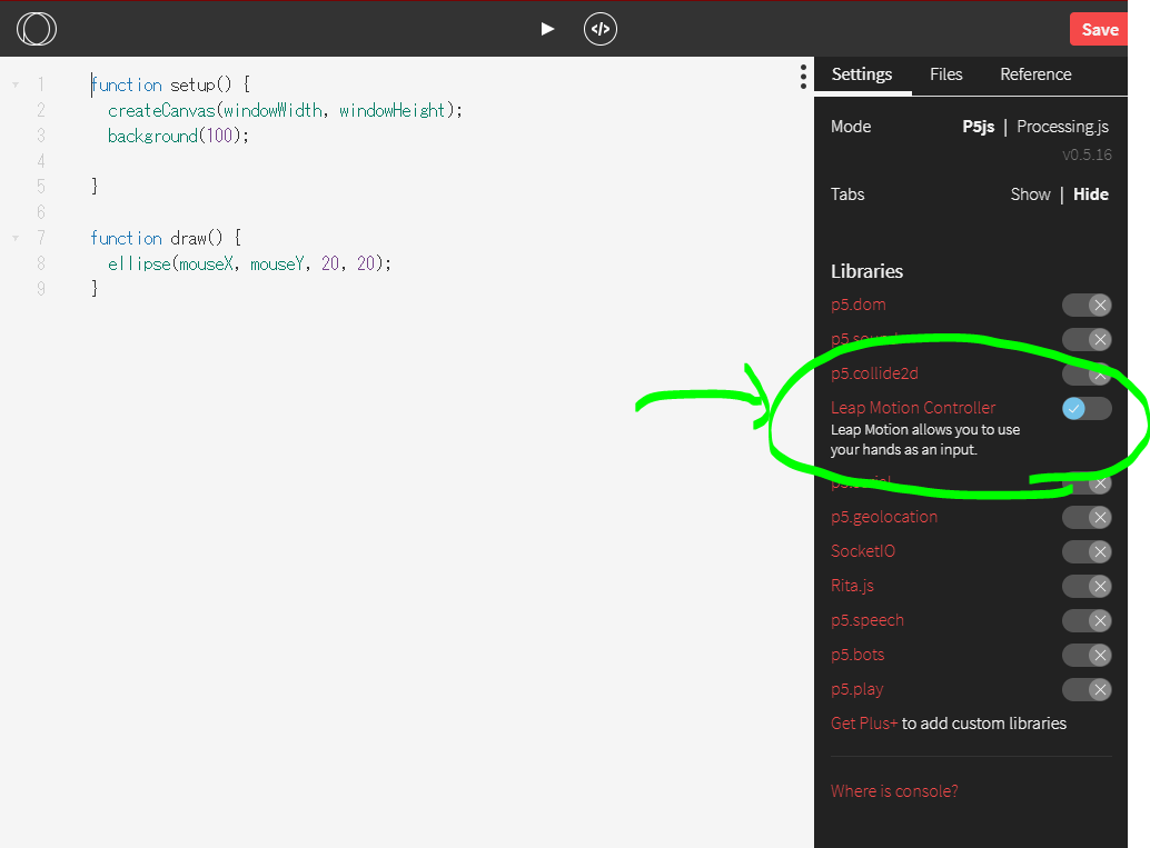 OpenProcessingでLeap Motionを使う – プログラミング de 落描き